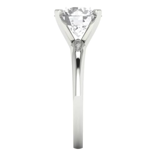 Clara Pucci 2.50ct Round Cut Solitaire White Lab Created Sapphire Engagement Bridal Promise Anniversary Ring in 18K White Gold 4.25