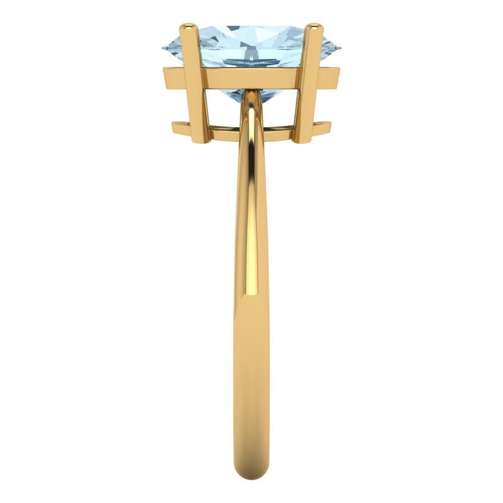 Clara Pucci 2.5ct Oval Cut Solitaire Natural Aquamarine Engagement Wedding Bridal Promise Anniversary Ring 18K Yellow Gold Size 5.75