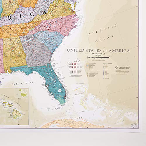 Maps International Giant Classic USA Mega-Map - Map of The United States Poster - Front Lamination - 46 x 80