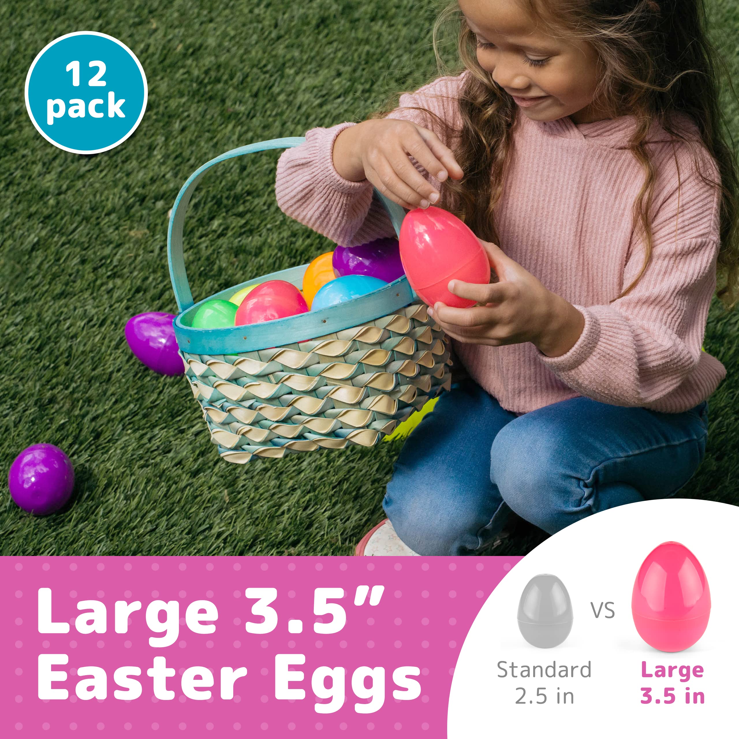 Prextex 3.5β Unfilled Easter Eggs Empty, 36 pcs - Empty Plastic Eggs Fillable with Candy, Presents for Toy Basket - Easter Decorations, Toy Egg Basket - Boys and Girls