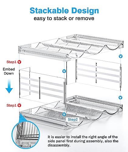 Hyperzoo Water Bottle Organizer, Stackable Water Bottle Holder, Plastic Wine Racks for Kitchen Cabinets, Pantry, Fridge, Water Bottle Storage for Wine/Drink/Can/Tumbler Cup Stand Organizer, 3 Pack