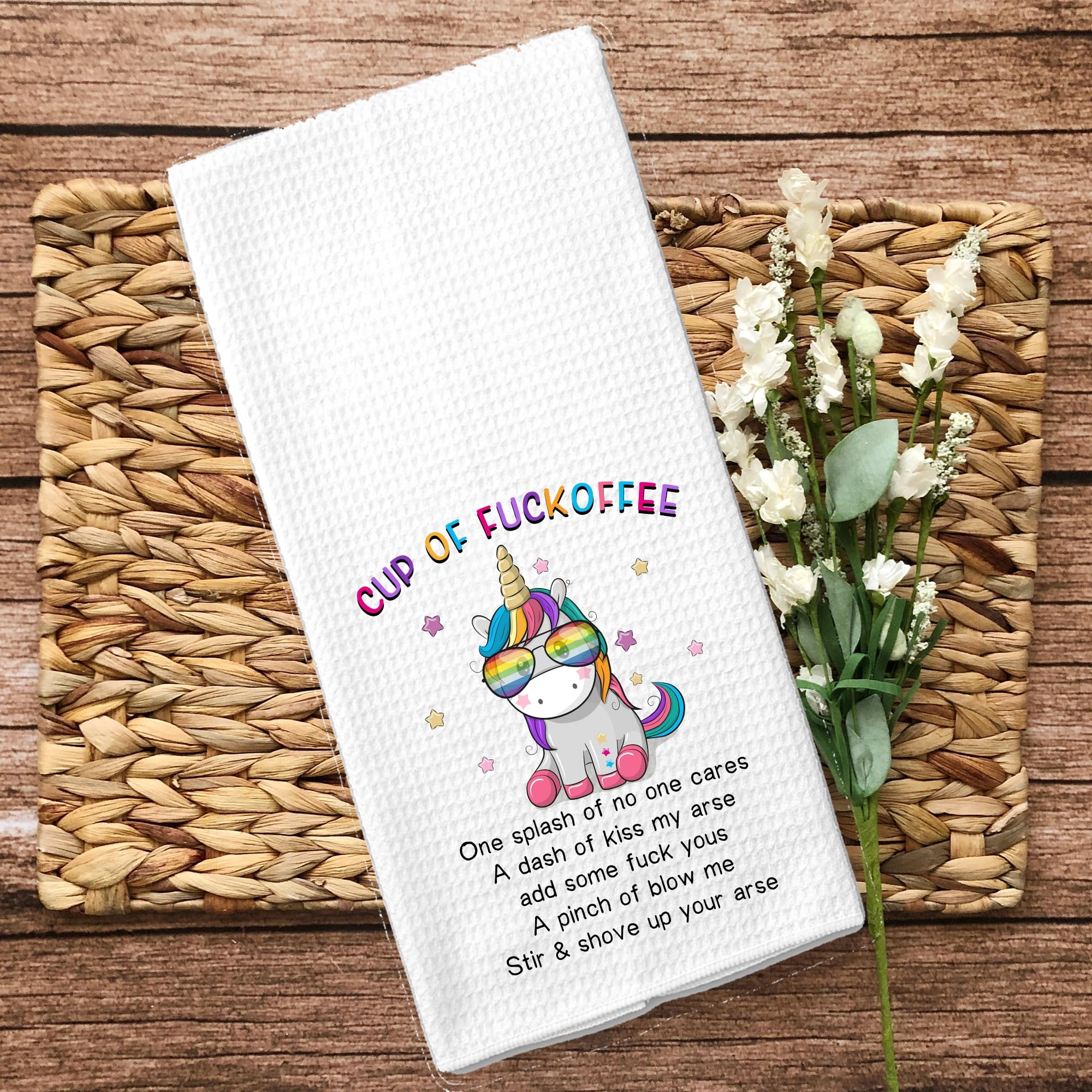 Cup of Fuckoffee Funny Unicorn Microfiber Kitchen Tea Bar Towel Gift for Women