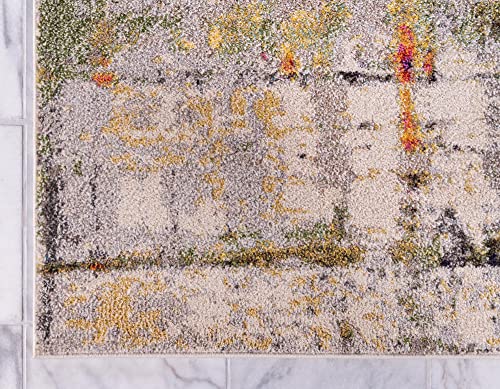 Unique Loom Chromatic Collection Modern Rustic & Vibrant Abstract Area Rug for Any Home Décor, 8 ft x 10 ft, Beige/Gray