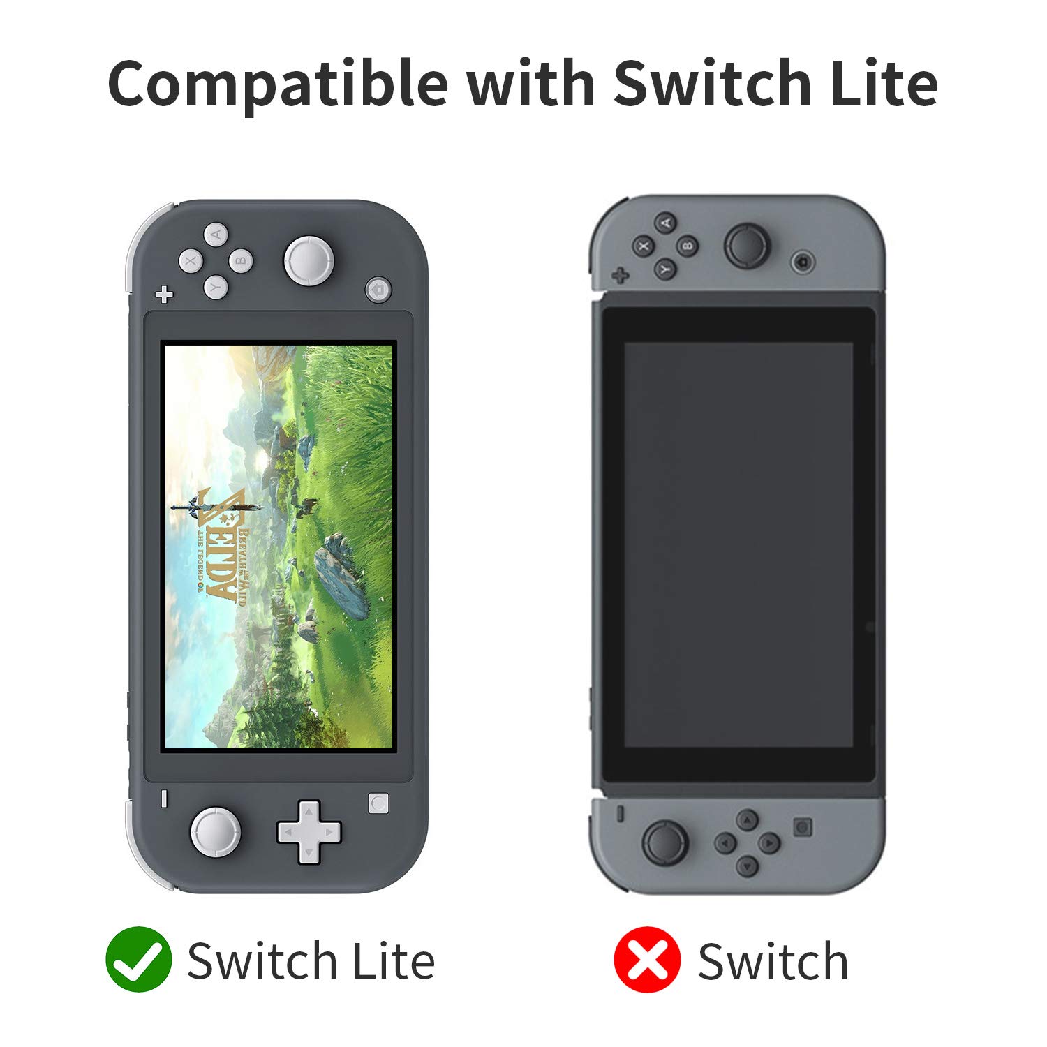 CAGOS Protective Case Compatible with Nintendo Switch Lite, Hard Shell TPU Grip Skin Case Cover Shock-Absorption and Anti-Scratch Non-Slip Travel Case Nintendo Switch Lite Accessories - Black