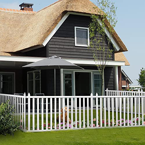 Elevens 30"H x 60"W Garden Fence Outdoor Fence Panel, Decorative Vinyl Picket Fence No Dig Fence,Fencing for Yard Patio (White-1 Panel)