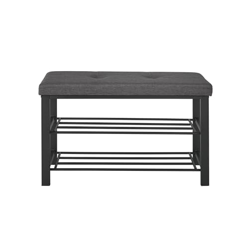 neatfreak Upholstered Storage Bench for Shoes - Double Seat Shoe Bench with Upholstered Fabric Seat Cushion and 2 x Shoe Racks - Perfect for Entryway, Mudroom, Foyer - 12.59" D x 31.89" W x 19.48" H