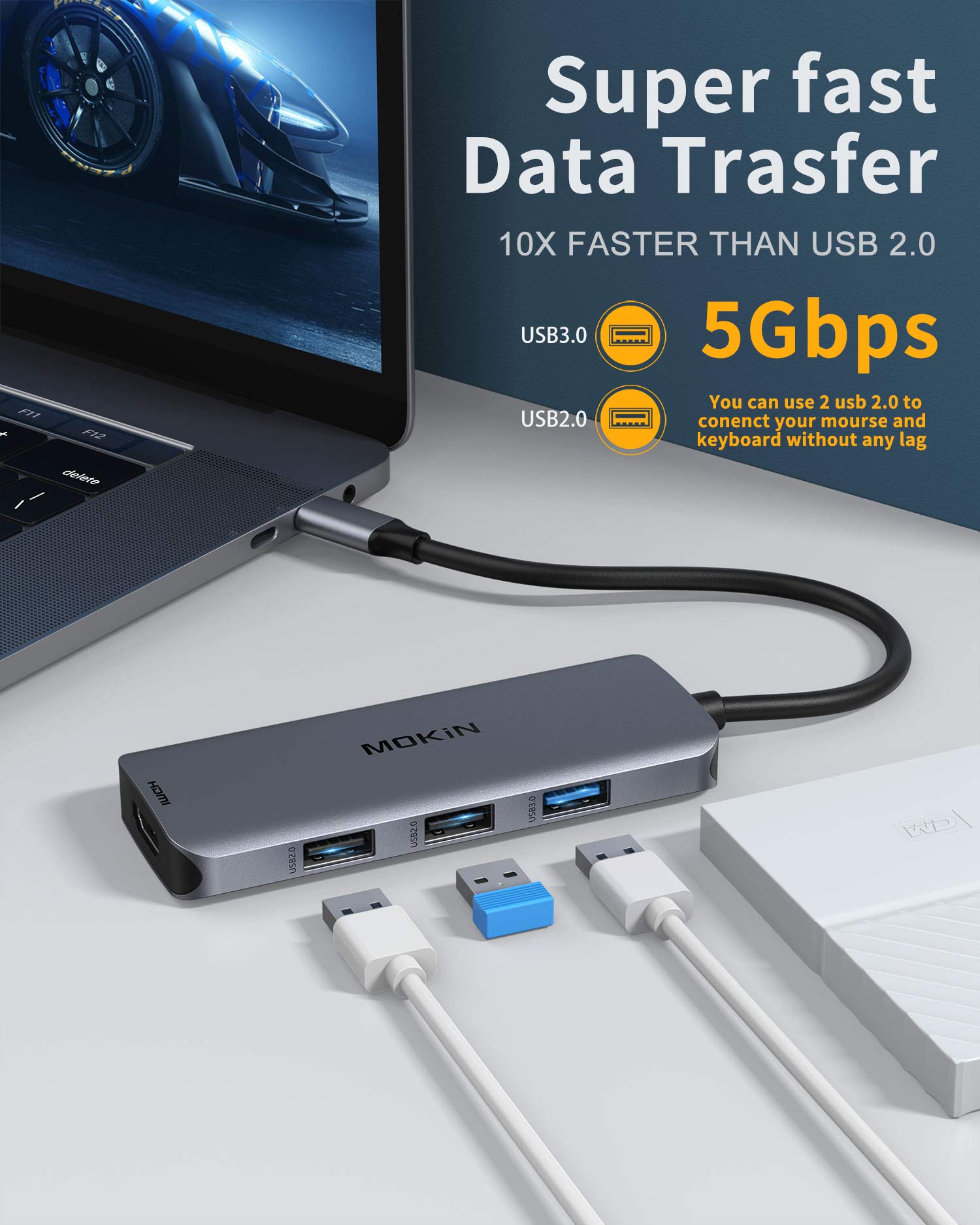 Docking Station USB C to Dual HDMI Adapter, USB C Hub Dual HDMI Monitors for Windows,USB C Adapter with Dual HDMI,3 USB Port,PD Compatible for Dell XPS 13/15, Lenovo Yoga,etc