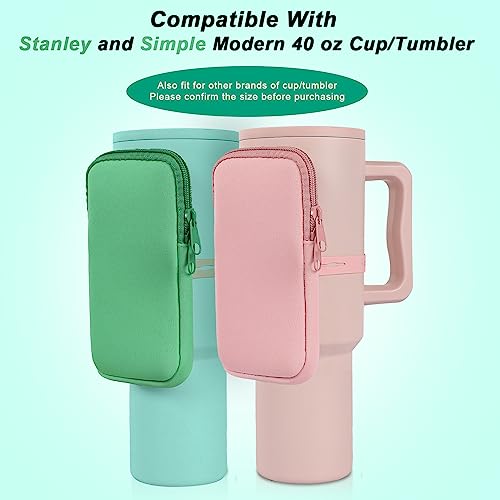 MLKSI Water Bottle Zipper Pouch for Stanley Cup Accessories, Two Layers Cute Storage Bags for Stanley Tumbler with Handle, Gym Accessories for Simple Modern 40 oz Tumbler with Handle