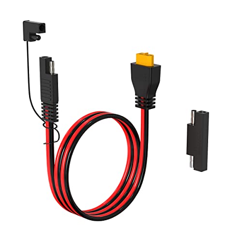 ELFCULB 10AWG 2FT SAE to XT60 Connector Extension Cable with SAE Polarity Reverse Adapter for Solar Generator Portable Power Station Solar Panel