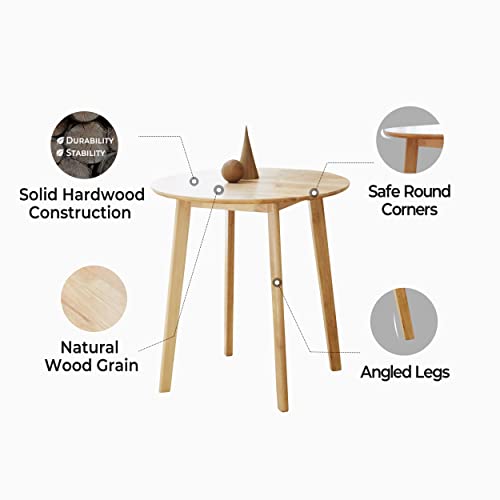 Livinia Canberra 27.6" Round Wooden Dining Table/Small Mid Century Modern Malaysian Oak Kitchen Table (Natural-Oak)