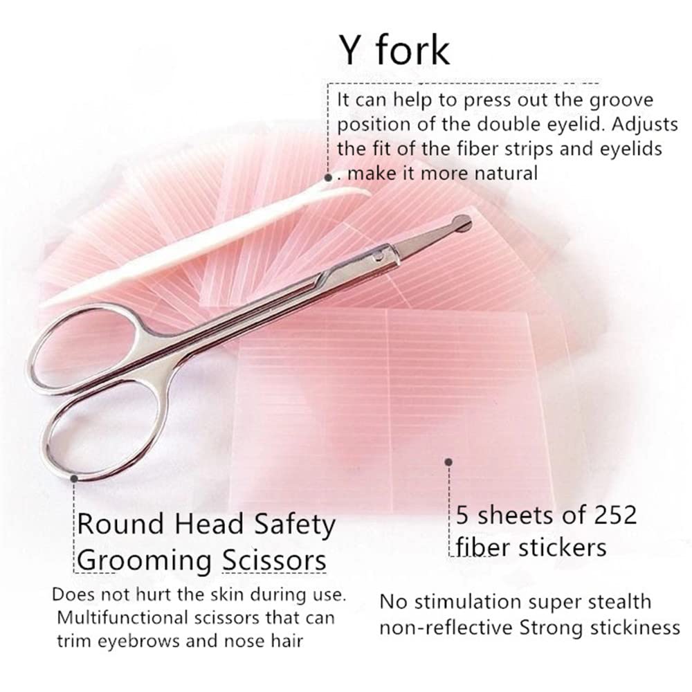 Double eyelid tape Eyelid Tape Invisible Eye Stickers Double Sided Tape Invisible Eyelid Lifter Strips for Hooded, Droopy, Uneven, Mono-eyelids (with Fork rods, Scissors)
