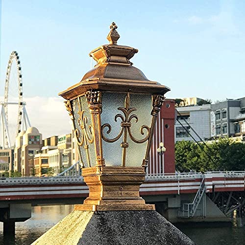 WANGYONGXIANG E27 Outdoor Post Lights,Solar Fence Doorpost Lamp, Outdoor Waterproof Courtyard Wall Courtyard Pillar Villa Gate Lamp,Aluminum Pillar Door Garden Park Home Decorative Lighting Post Light