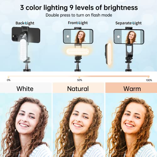 Stable Selfie Stick Tripod with Fill Light, 44 Inch Extendable Selfie Stick with Wireless Remote and Tripod Stand 360 Rotation for iPhone 13/12/11 Pro/XS Max/XS/XR/X/8/7, Samsung and Smartphone