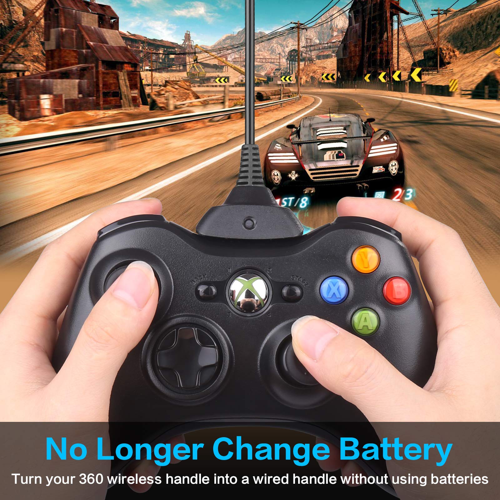 Charger for Xbox 360 Controller, 2 Pack USB Charging Cable Compatible with Microsoft Xbox 360 Slim Wireless Game Controllers, 6 Feet