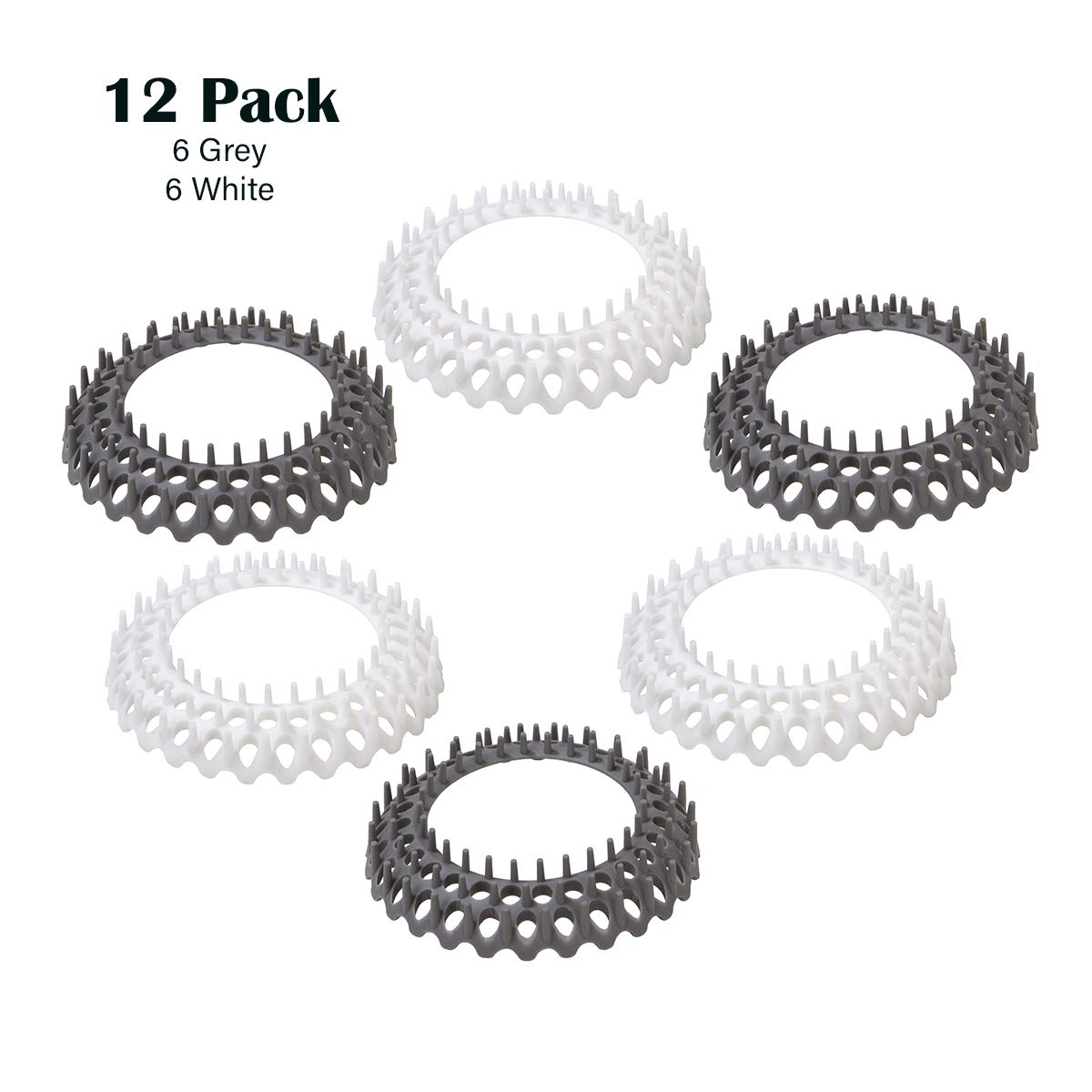 Evriholder Vanity Sink Savers, Drain Cover Hair Catcher for Bathroom, Gray and White, 12 Pack