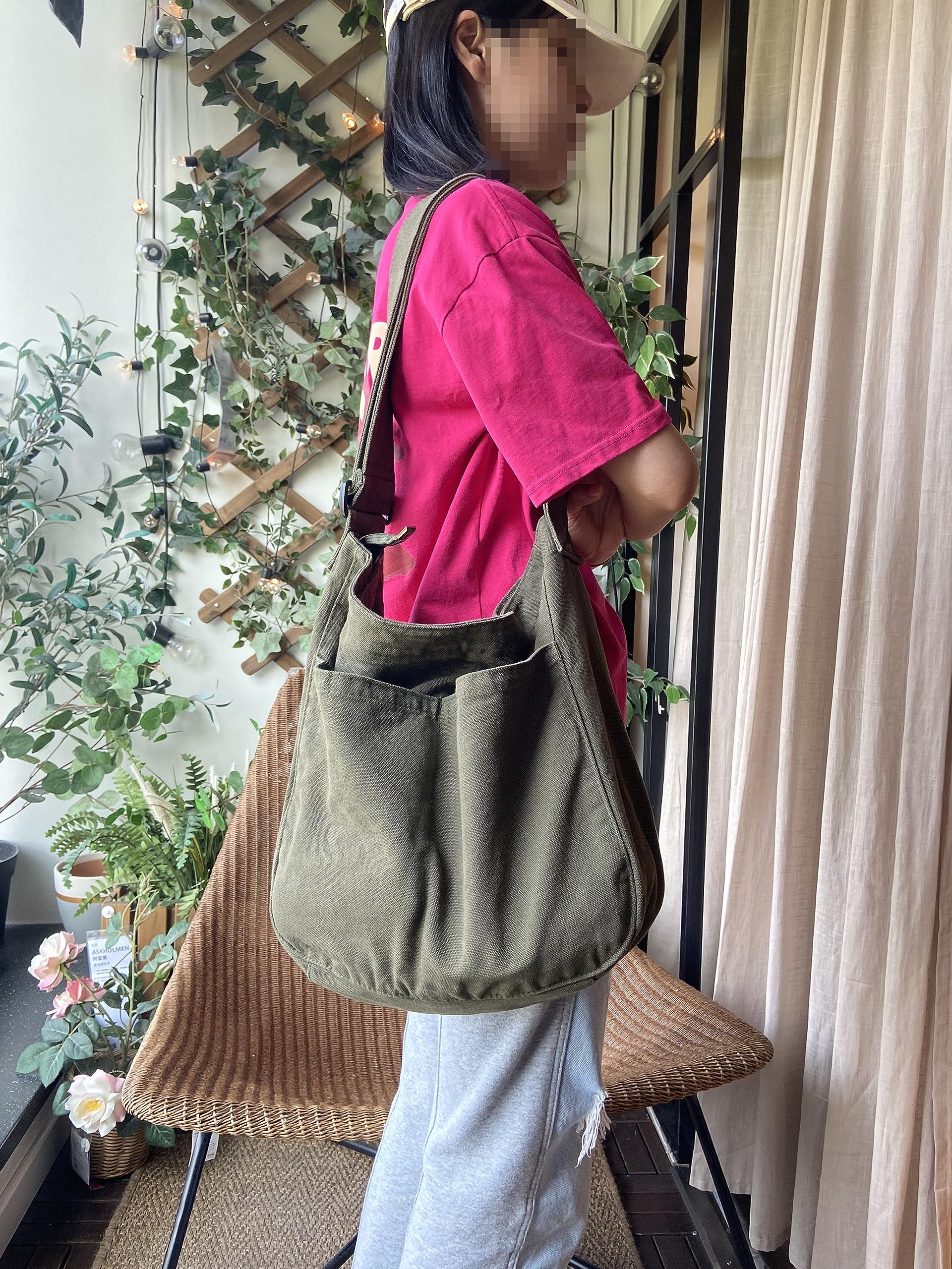 Canvas Crossbody Hobo Shoulder Tote Bag for Men Women