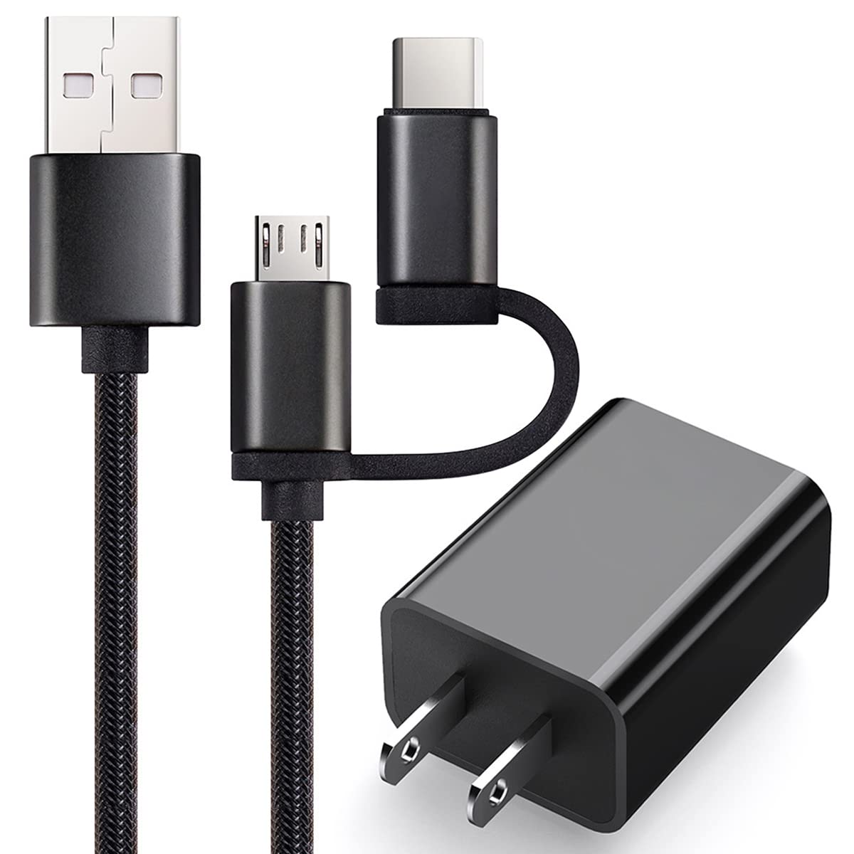 Charger Power Adapter for Sony Headphone WH-1000XM4 WH-1000XM3 WH-XB910N XB900N WH-CH710N H910N XB700 CH510 Headphones Charging Cable Cord (2 in 1 Type C & Micro)