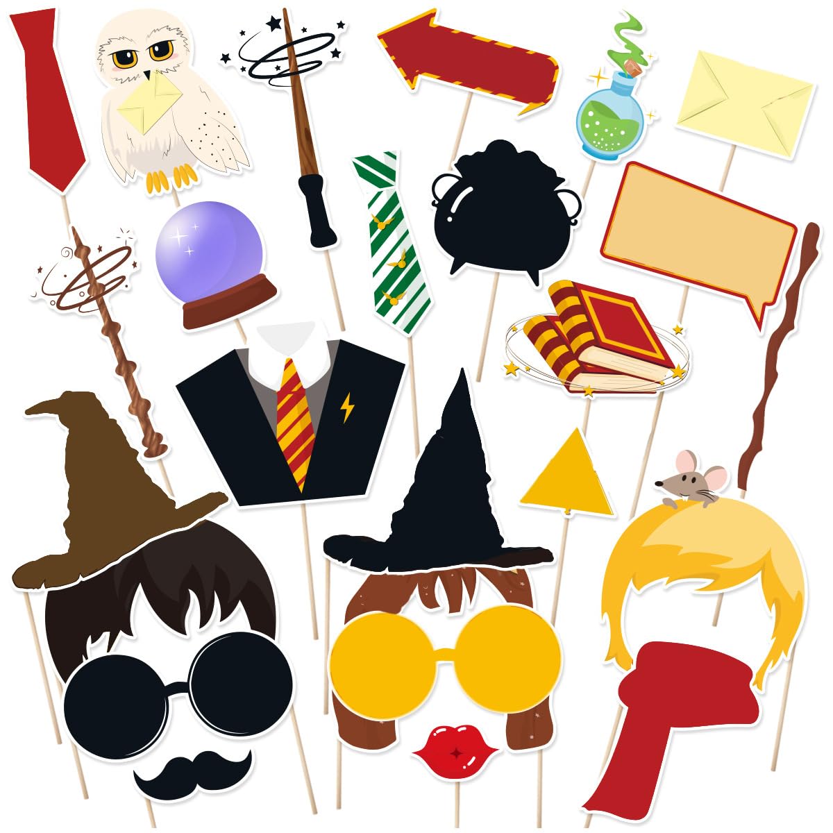 GeRRiT 25 Pcs Magical Wizard Decorations Photo Booth Props,Wizard Potter Theme Party Photo Props,Wizard Castle Birthday Supplies