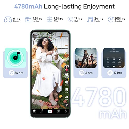Blackview Cell Phones, A55 Phone, 4G Dual SIM Unlocked Cell Phones, 6.5" HD+ Screen, 3 SIM Card Slots, 16GB ROM/SD 128GB Expand Android Phone, Android 11 OS Smartphone, 4780mAh/Face ID Cricket Phone