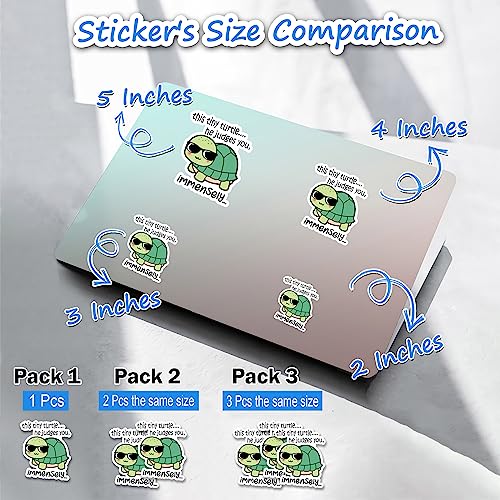 Miraki This Tiny Turtle He Judges You Immensely Sticker, Turtle Sticker, Adorable Sticker, Judgment Sticker, Water Assitant Die-Cut Vinyl Funny Decals for Laptop, Phone, Water Bottles, Kindle Sticker