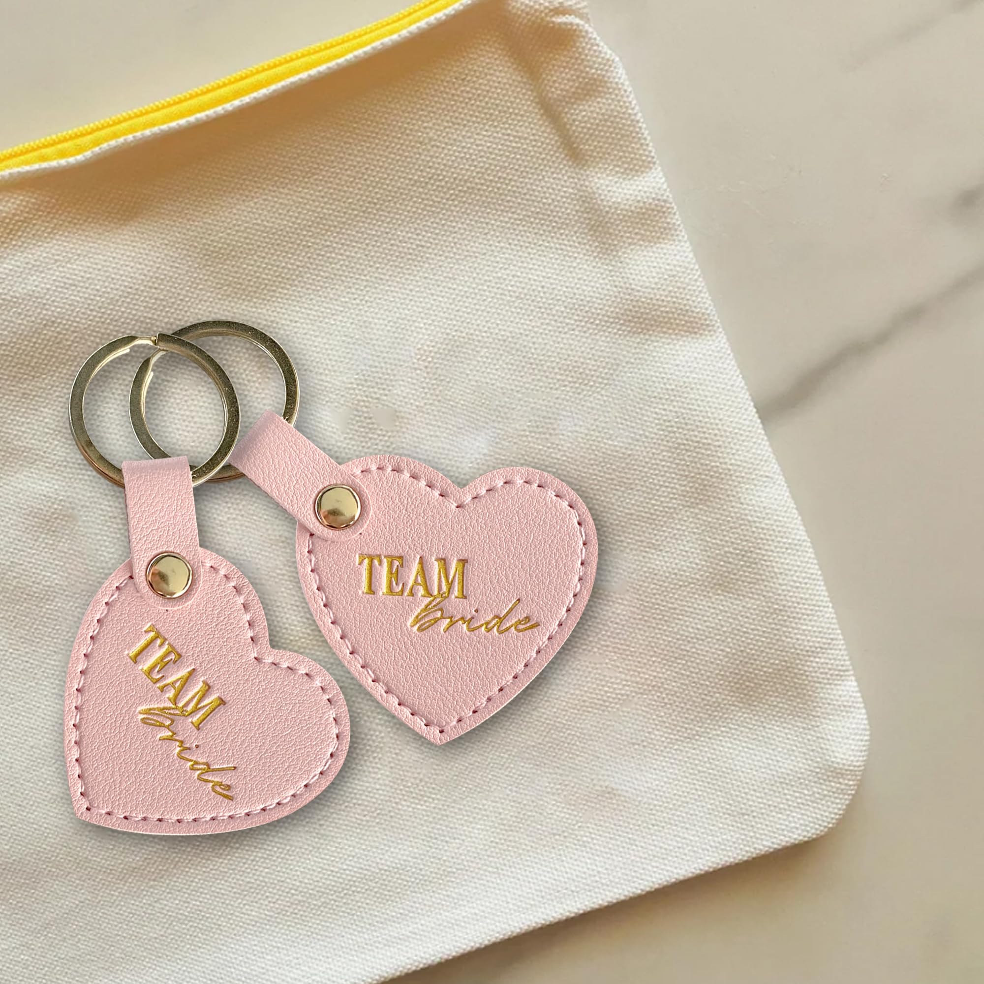 GroomBrideGifts Bridesmaid Gifts Bachelorette Party Favors Decorations For Women 10 Pcs Team Bride Keychains.(Light Pink)