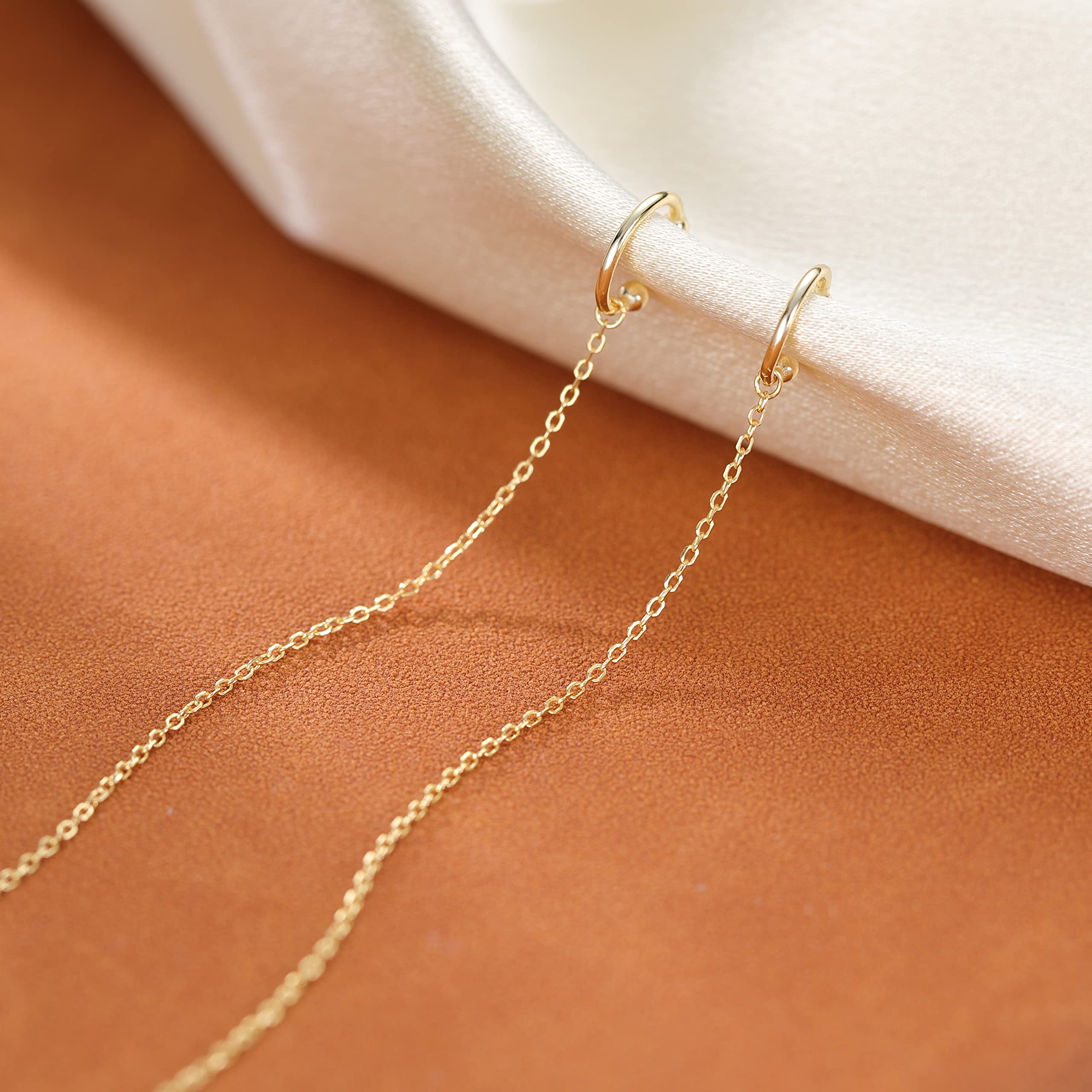 SLUYNZ 925 Sterling Silver Cuff Earrings Chain for Women Crawler Earrings Wrap Climber Earrings Cool Earrings(yellow gold)