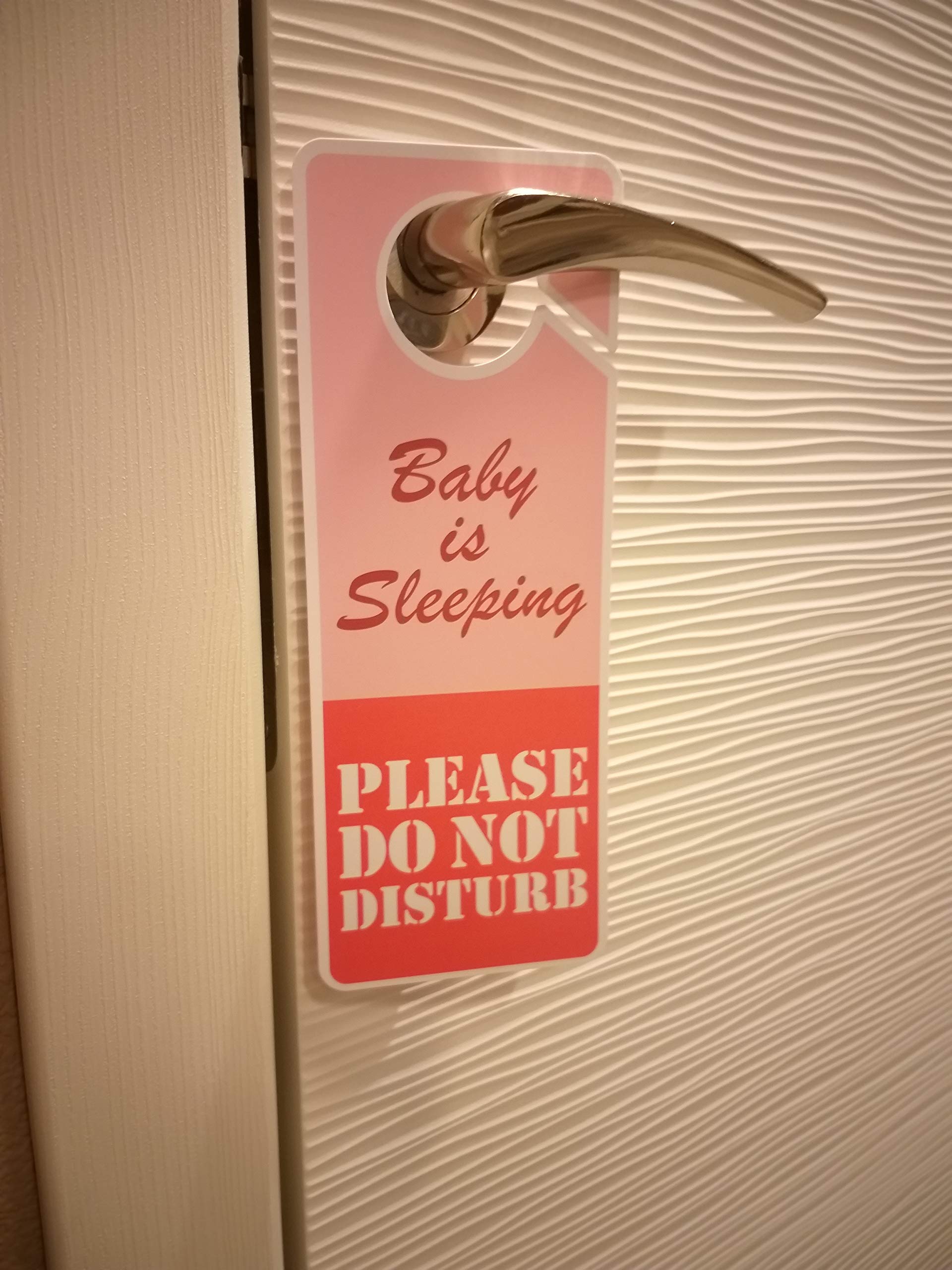 CLEVER SIGNS Baby Sleeping Sign for Front Door, Door Hanger 2 Pack, Double Sided, Ideal for Any Kind of Door Knob