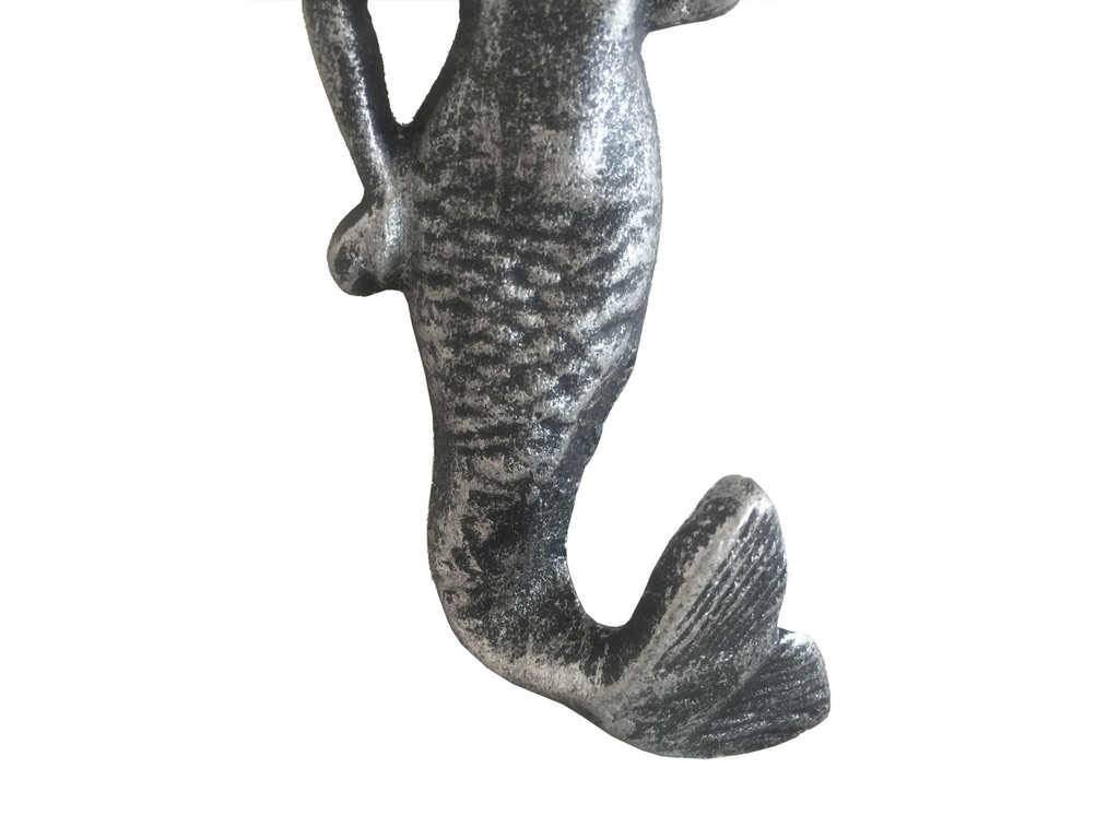 Handcrafted Nautical Decor Antique Silver Cast Iron Mermaid Hook 6" - Mermaid Decoration - Decorative Wall