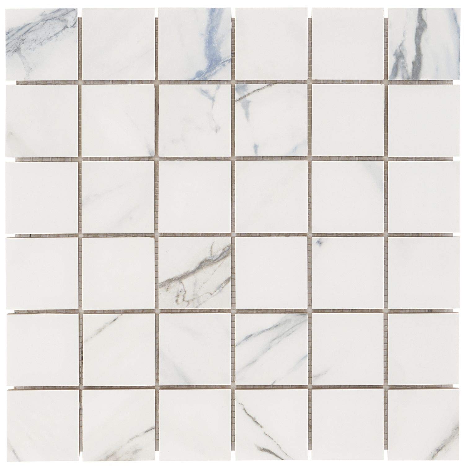Calacatta Indigo 12 in. x 12 in. Matte Marble Look Porcelain Backsplash, Kitchen, Bathroom, Floor and Wall Mosaic Tile (1 Sq. Ft. / Sheet)