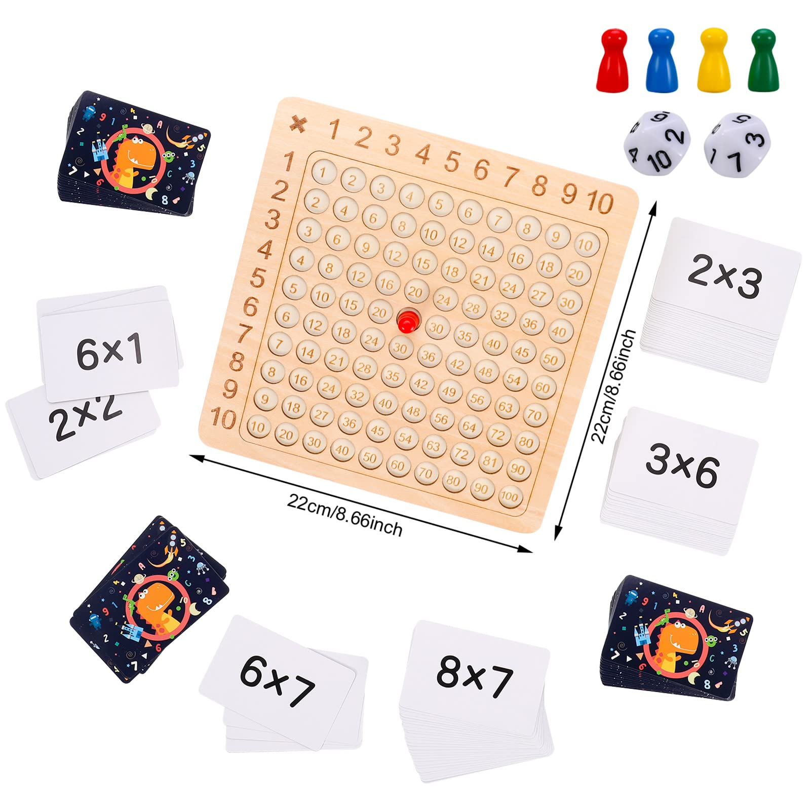DragonflyDreams Wooden Multiplication Table Board Game Montessori Maths Board, Children Counting Toy Educational Wooden Math Table Board Game for Toddlers Kids Over 3 Years Old