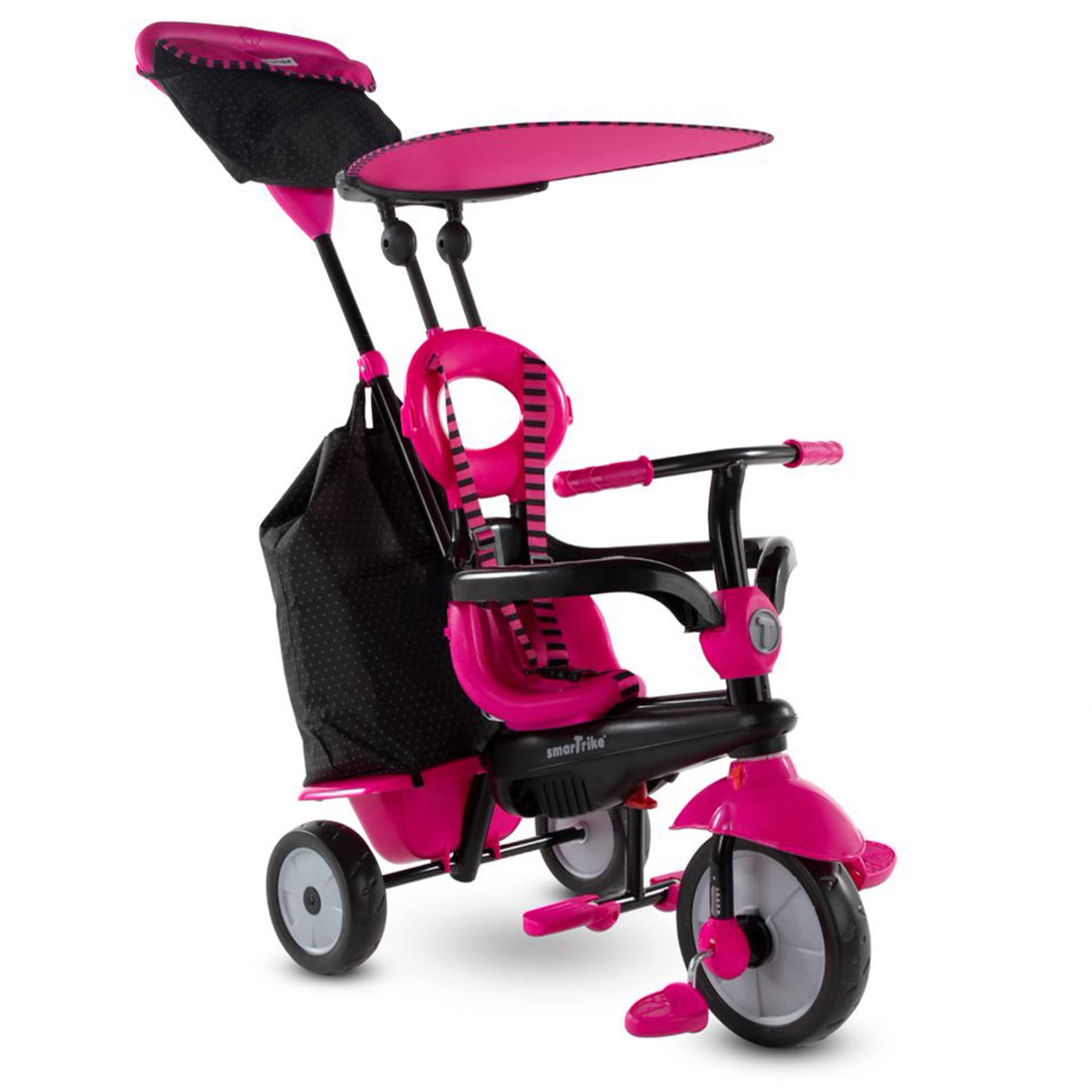 smarTrike Vanilla Plus 4 in 1 Adjustable Kids Baby and Toddler Tricycle Push Bike Ride On Toy for ages 15 Months to 3 Years, Pink