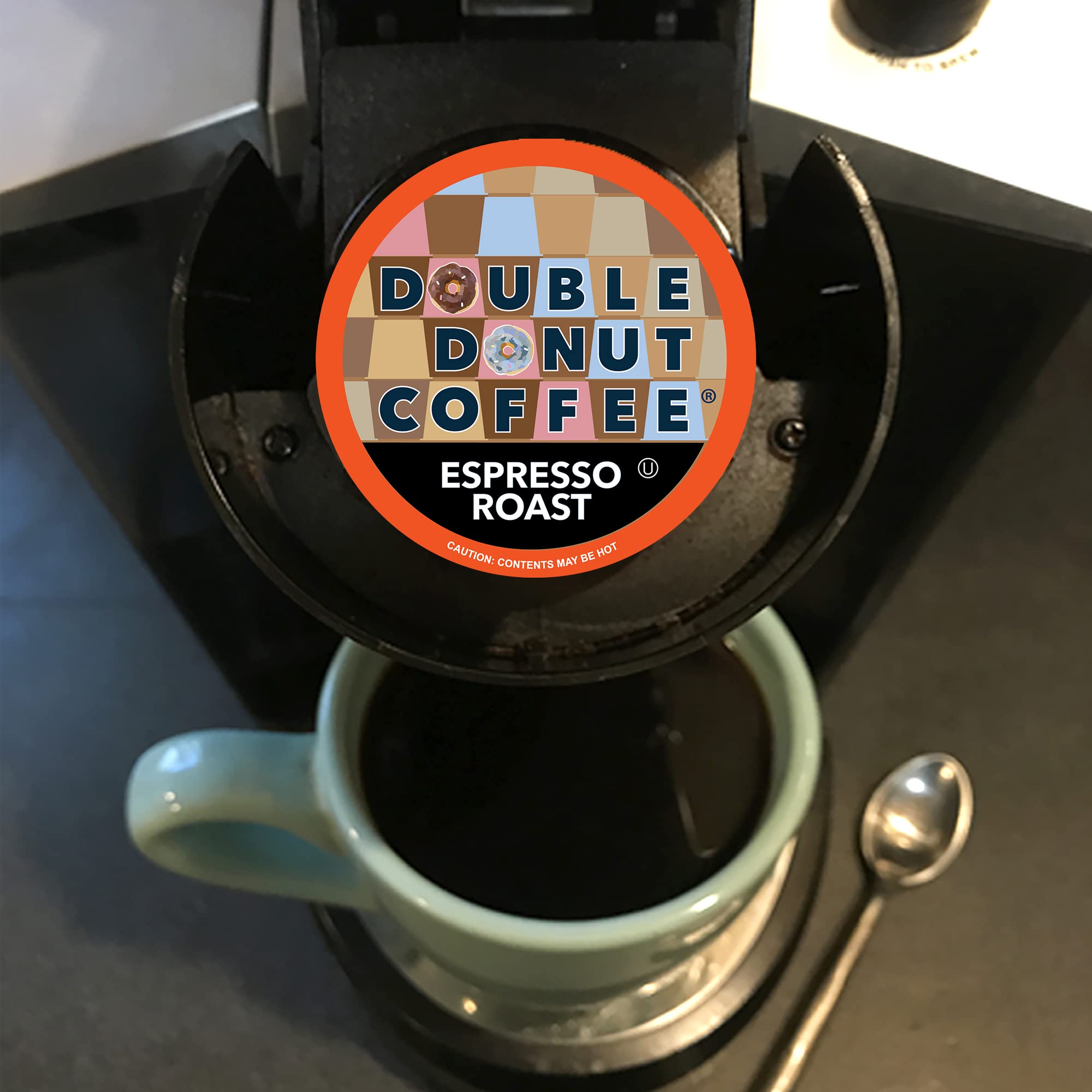 Double Donut Dark Roast Coffee Pods, Espresso Roast, Strong Coffee in Recyclable Single Serve Coffee Pods for Keurig Coffee Maker, 80 Count