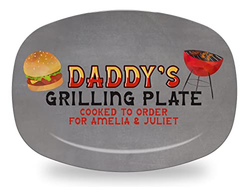 Personalized Barbecue Grilling Plate Custom Christmas Gifts for Dad Custom BBQ Grill Platter Daddy's Grilling Plate Gift Ideas for Grandfather Serving Trays Serving Plates for Fish Dish, Steak