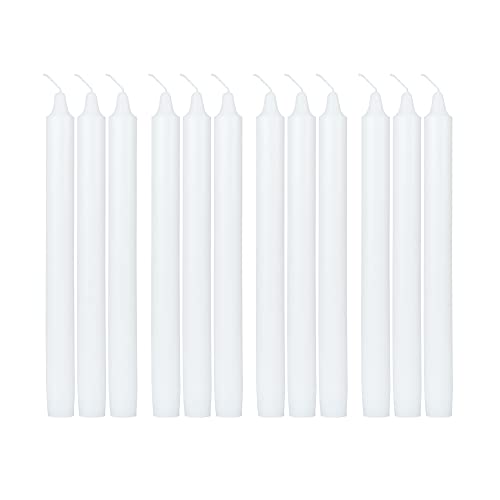 Zest Candle 12-Piece Taper Candles, 10-Inch, White Straight