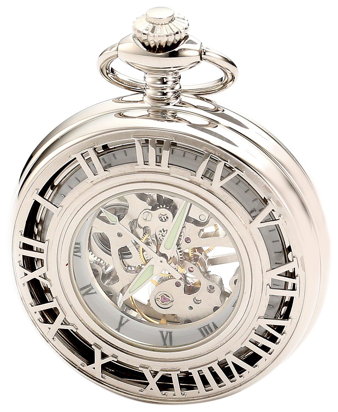 Charles-Hubert, Paris 3928 Classic Collection Chrome Finish Brass Mechanical Pocket Watch