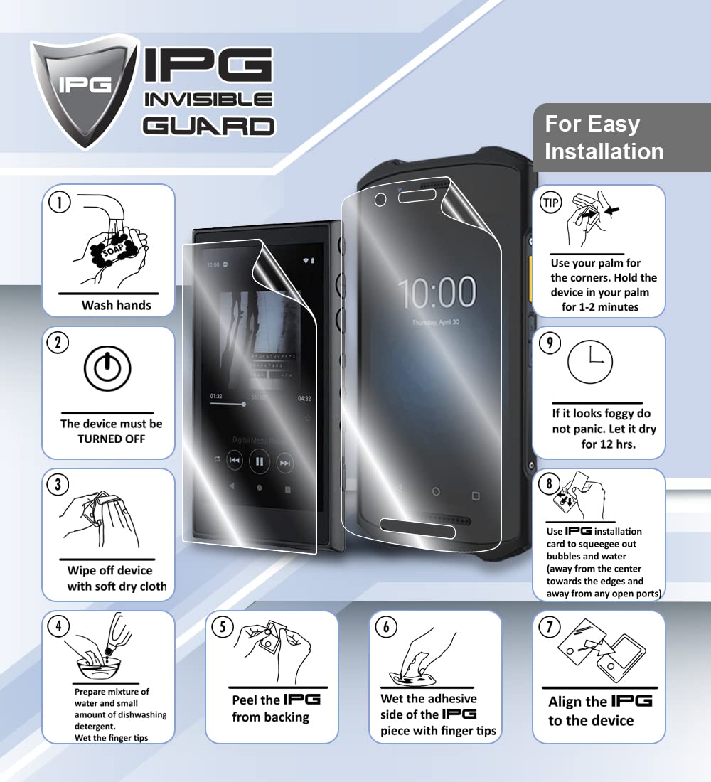 IPG Compatible with Zebra WT6300 Handheld Computer Screen Protector 6 UNITS Invisible Guard Free Lifetime Replacement HD Clear Bubble Free screen protection for WT6300
