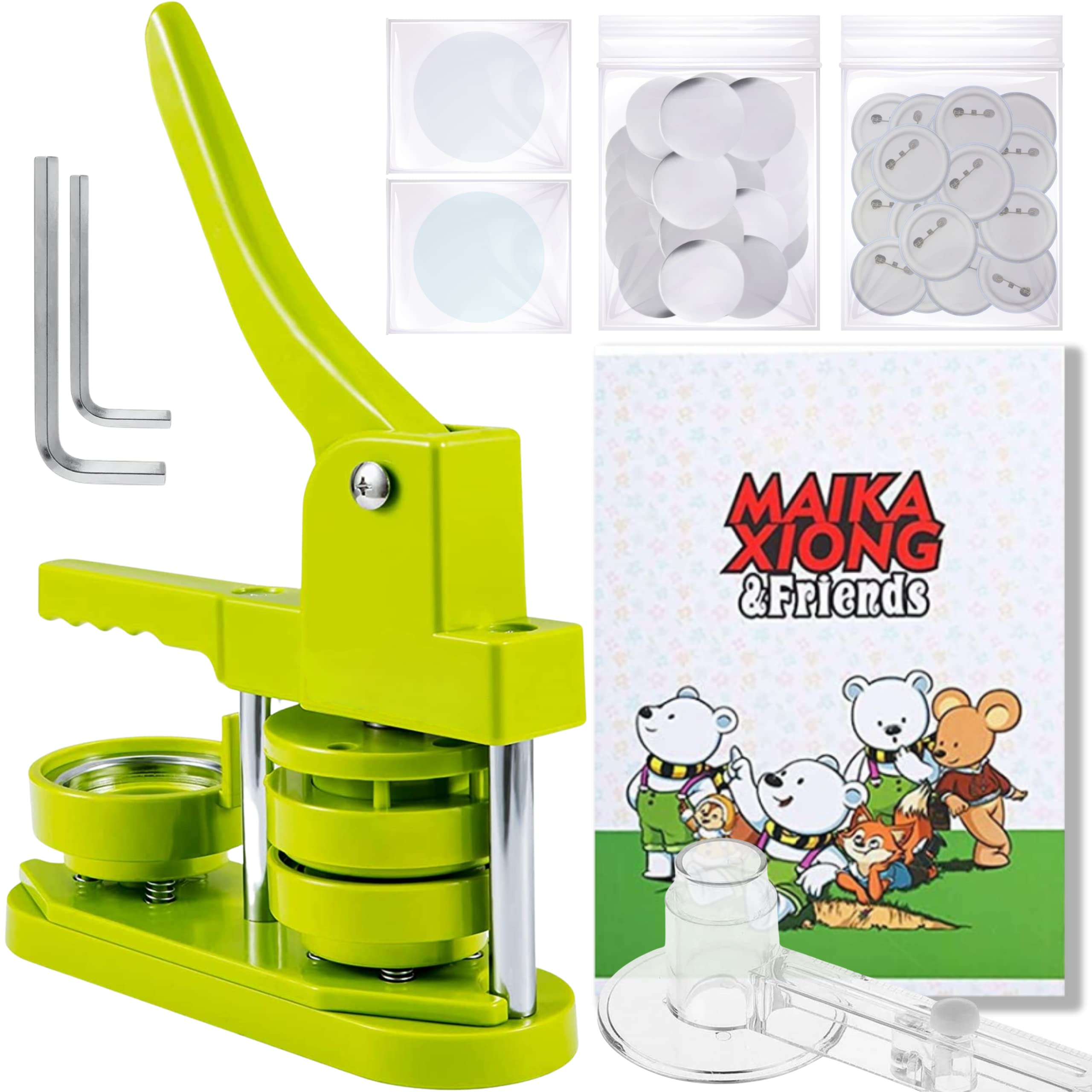 Button Maker Machine for DIY Pins – Button Press Machine 2.25 Inch with 100PCS Button Parts Button Making Supplies Pins Making Kit Button Machine Badge Maker Machine Anti-Jamming Pin Press