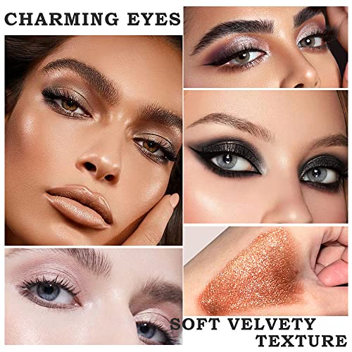 evpct 6Pcs 2 tone Eye Shadow Stick Makeup Set Waterproof Cream Eyeliner Crayon Set White Brown Gold Pink Dark Purple Bronzer Black Shimmer Eye Brightener Pencil Highlighter