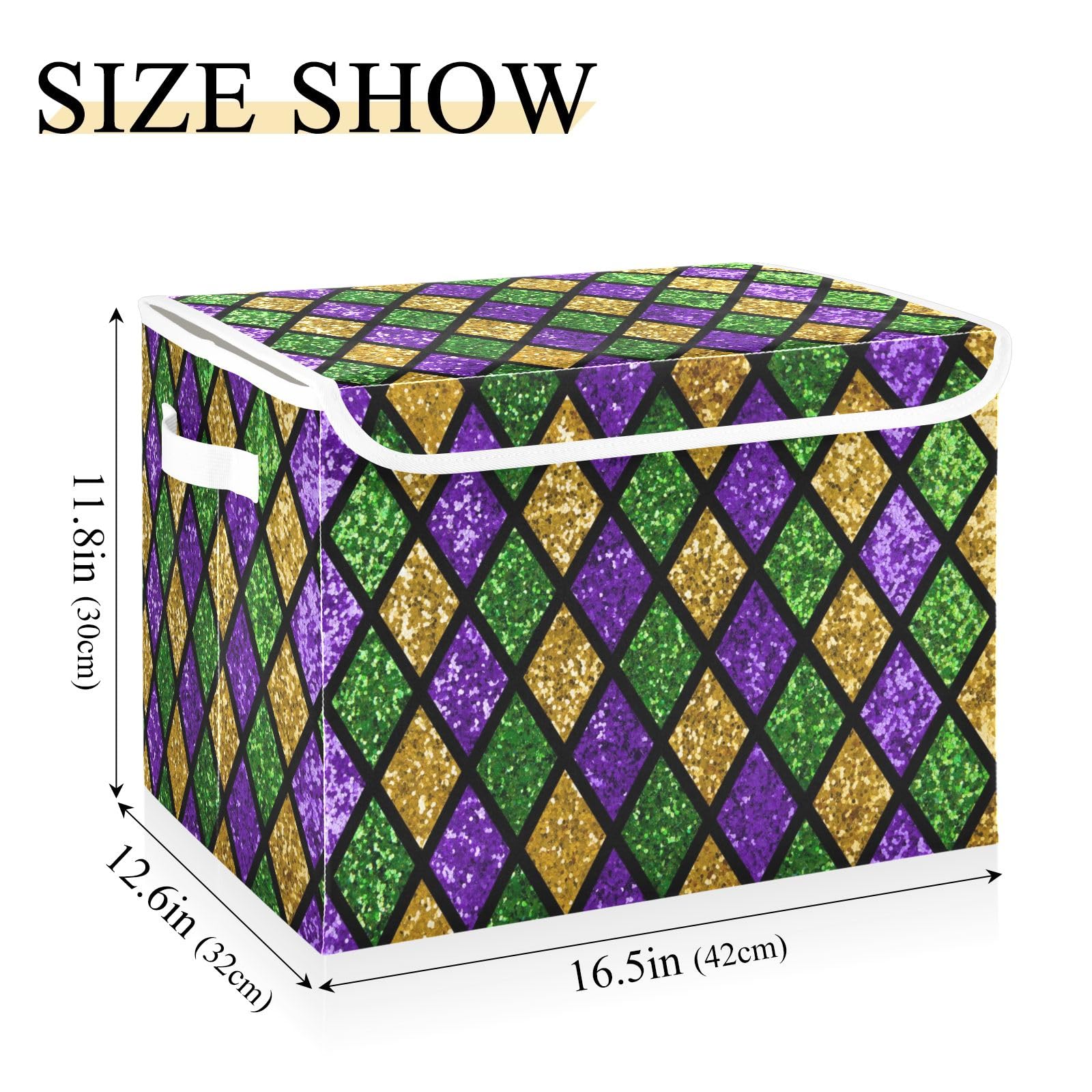 Joisal Shiny Paillettes Fabric Storage Box with Lid Blanket Storage for Closet