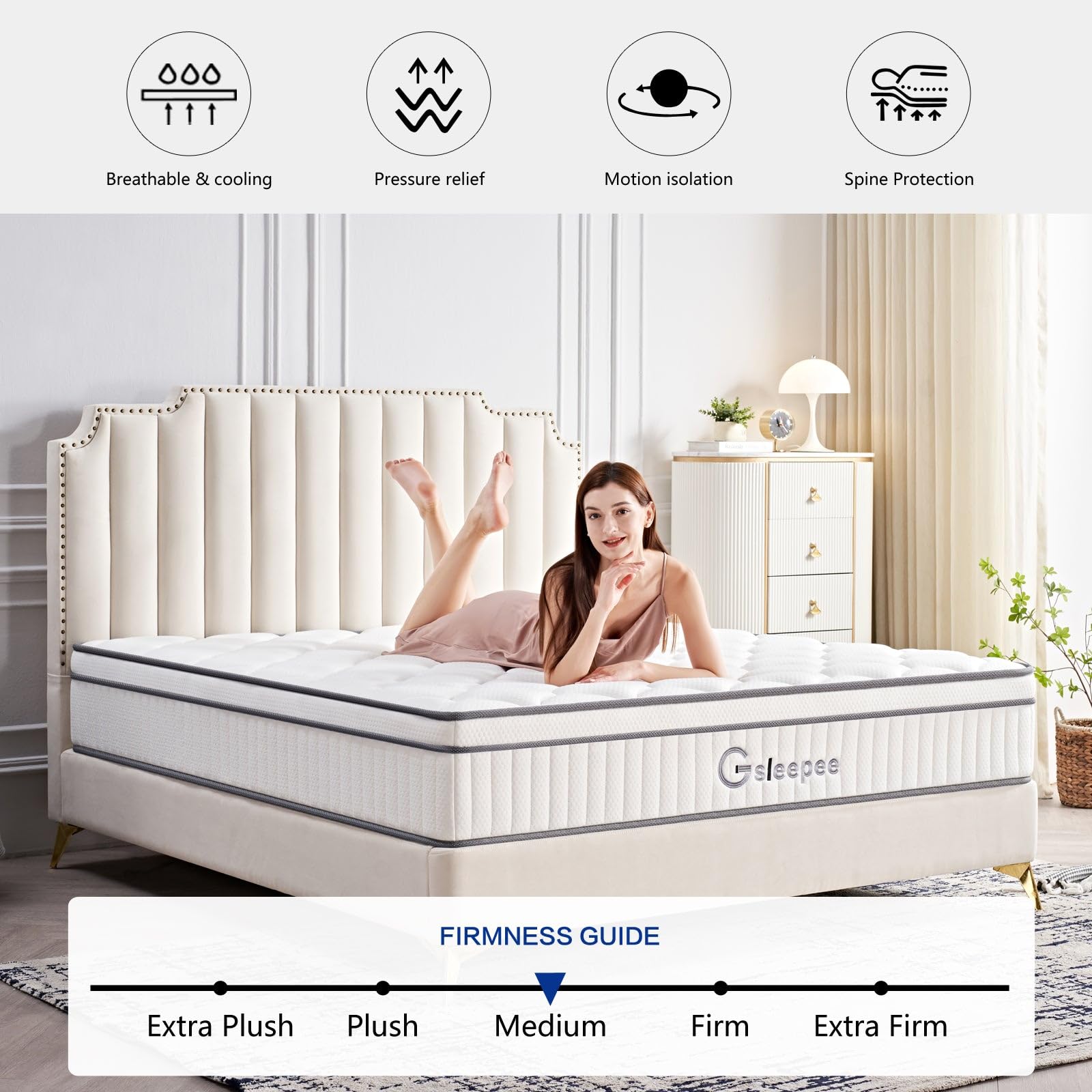 Gsleepee Full Mattress, 10 Inch Full Size Mattress in a Box, Gel Memory Foam Hybrid Mattress for Motion Isolation, Soft and Comfortable Mattress, Pressure Relief, Medium Firm Support