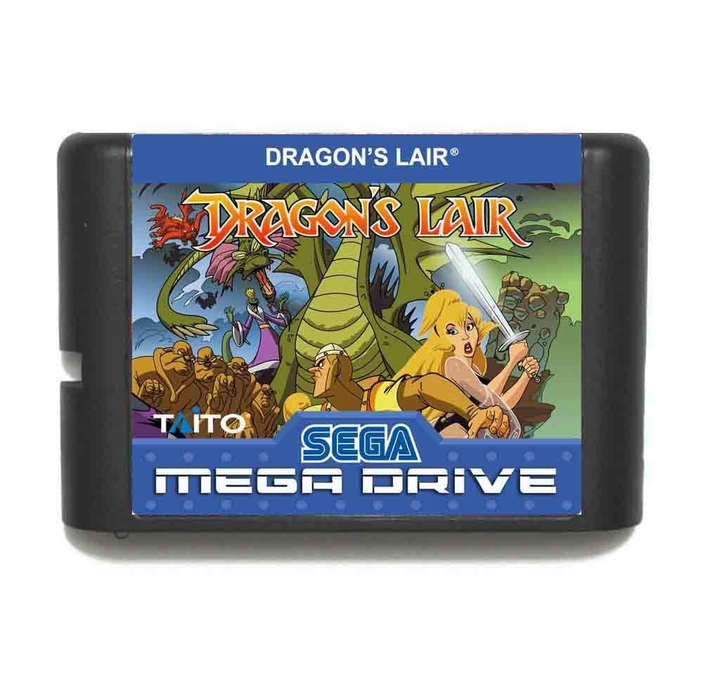 Dragons Lair Game Cartridge 16 Bit MD Game Card With Retail Box For Sega Mega Drive For Genesis (Black)