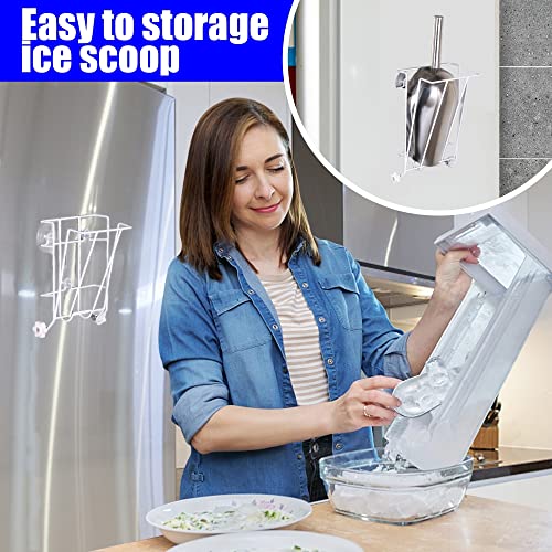 Ice Scoop Holder for Ice Machine, Universal&Foldable Design, Stainless Steel Heavy Duty Ice Scoop Holder for Commercial,Restaurant,Countertop Ice Maker Freezer Refrigerator Kitchen
