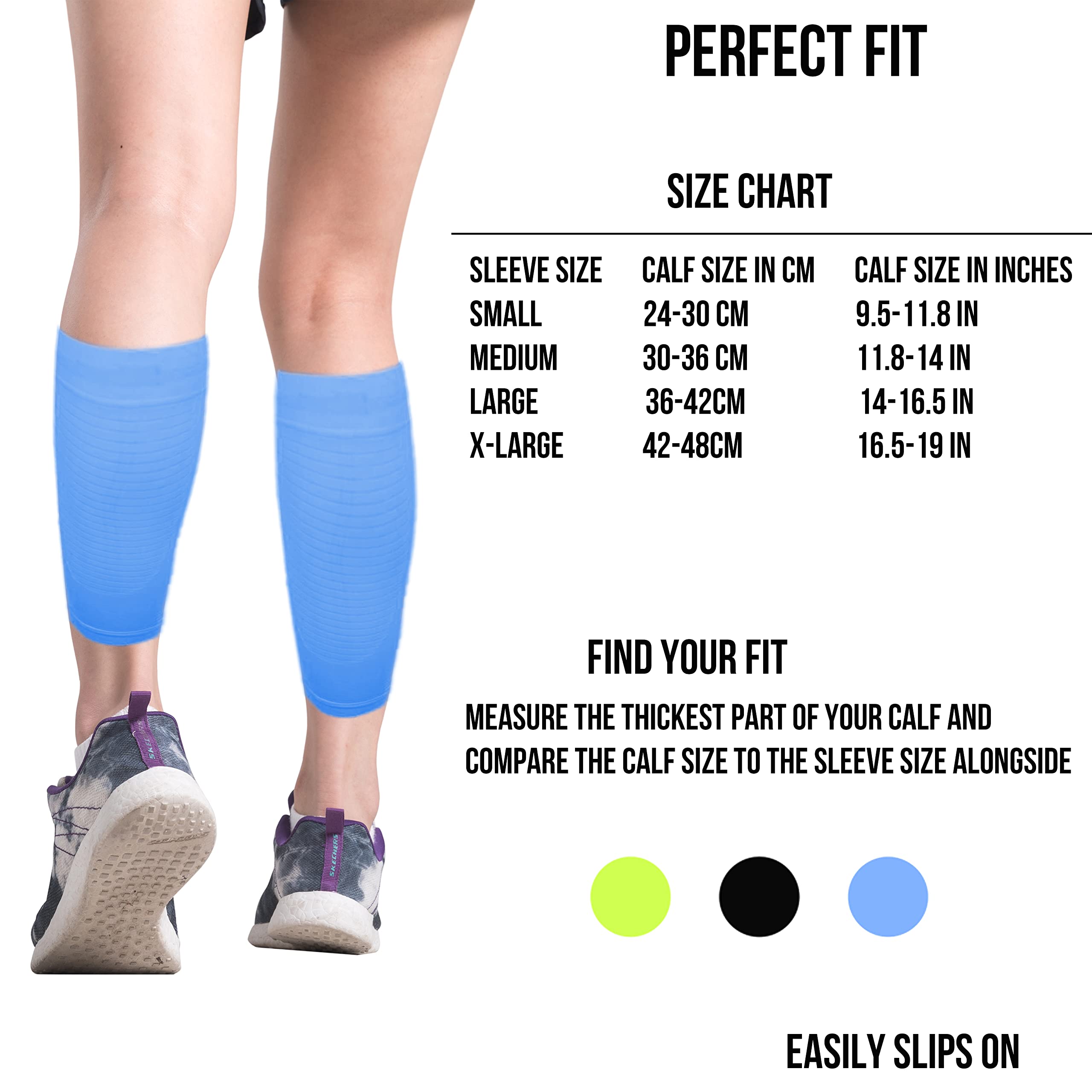 Calf Compression Sleeves Men & Women - Calf Sleeves for Runners, Cyclists, Travel, Work, Injury Recovery & Prevention - Shin splint (Medium, Blue)