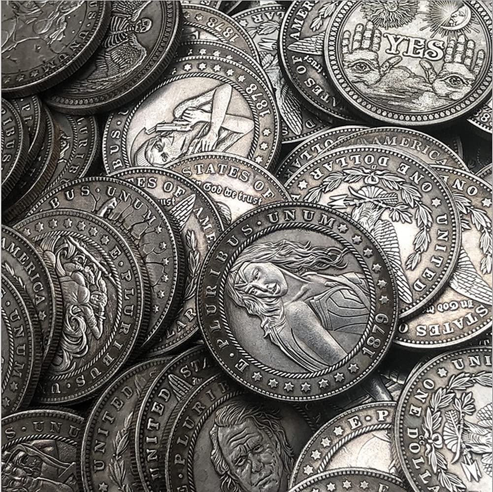 Double Guns Skull Pirates Hobo Coin, US Copy Antique Morgan Hobo Nickel Coin Commemorative Badge Toy,Protective Case Included