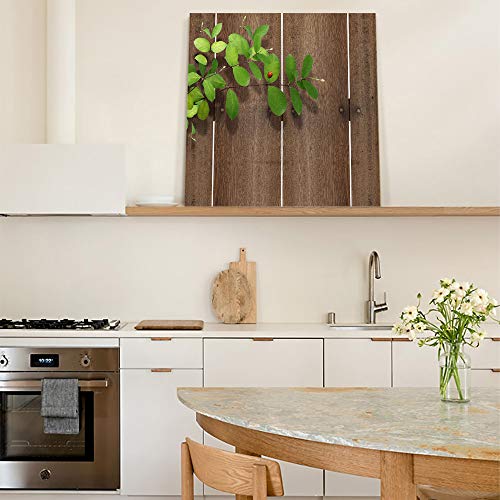 Canvas Wall Art Pictures on Canvas Oil Painting Art with Framed for Home Decorations Green Leaf on Wooden Plank (20'' x 20'' x 1 Panel)