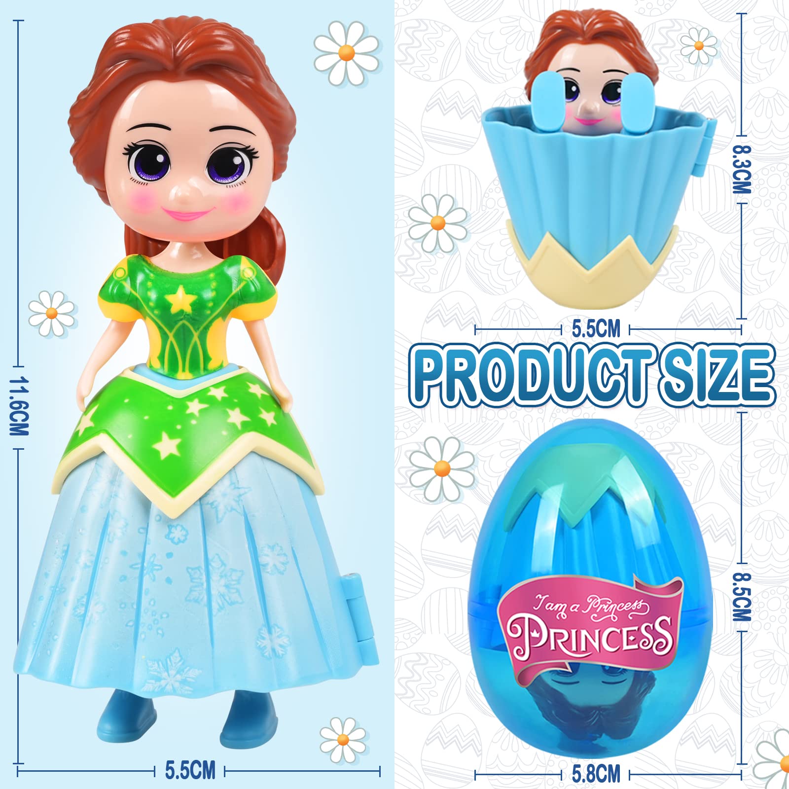 Dodosky Easter Basket Stuffers for Kids Toddler, 4 Pack Princess Deformation Easter Eggs with Toys Inside Easter Toys Easter Basket Stuffers Filler Gifts Easter Basket Toys - Easter Gifts for Girls
