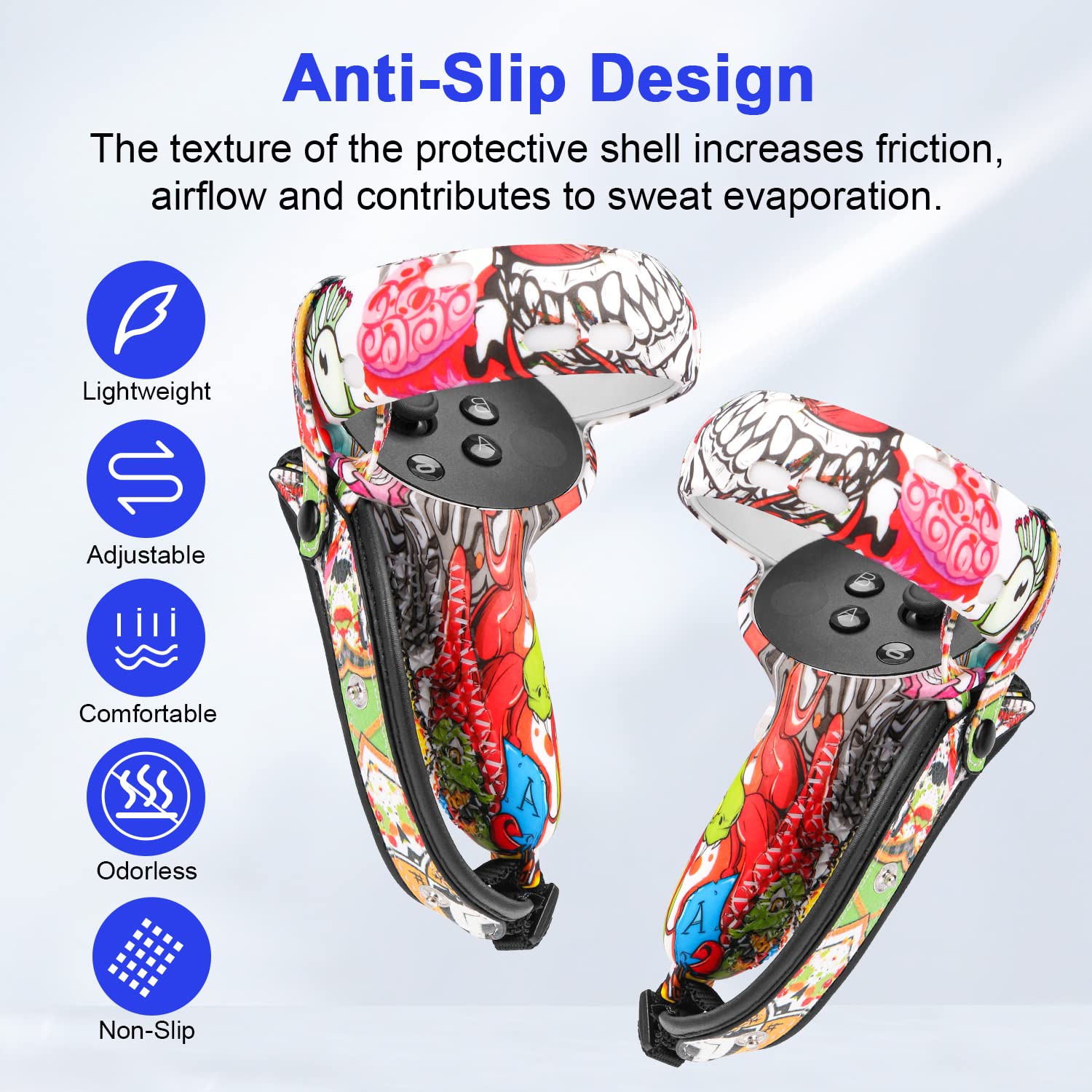 EWalos Accessories for Oculus Quest 2, VR Silicone Cover Skins for Meta Quest 2, Include Quest 2 Controller Grip Leather Cover, VR Shell Cover, Face Cover, Lens Cover and Disposable Eye Cover