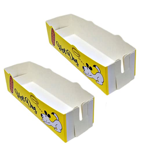 GANAZONO 50pcs Paper Hot Dog Trays Hot Dog Serving Dish Trays Disposable Fluted Dishes Corn Dogs Wrappers Breakfast Sausage Trays Hot Dog Cart Accessories