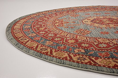 Unique Loom Sahand Collection Area Rug - Shapur (8' Round, Light Blue/ Light Brown)