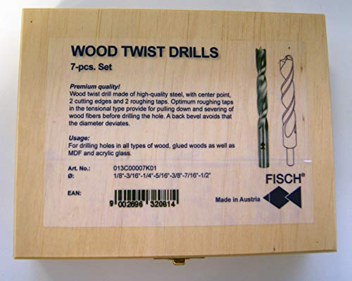 Fisch - 013C00007K01 FSF-320814 High Speed Steel Double Flute Brad Point Drills Bit, 7-Piece Set